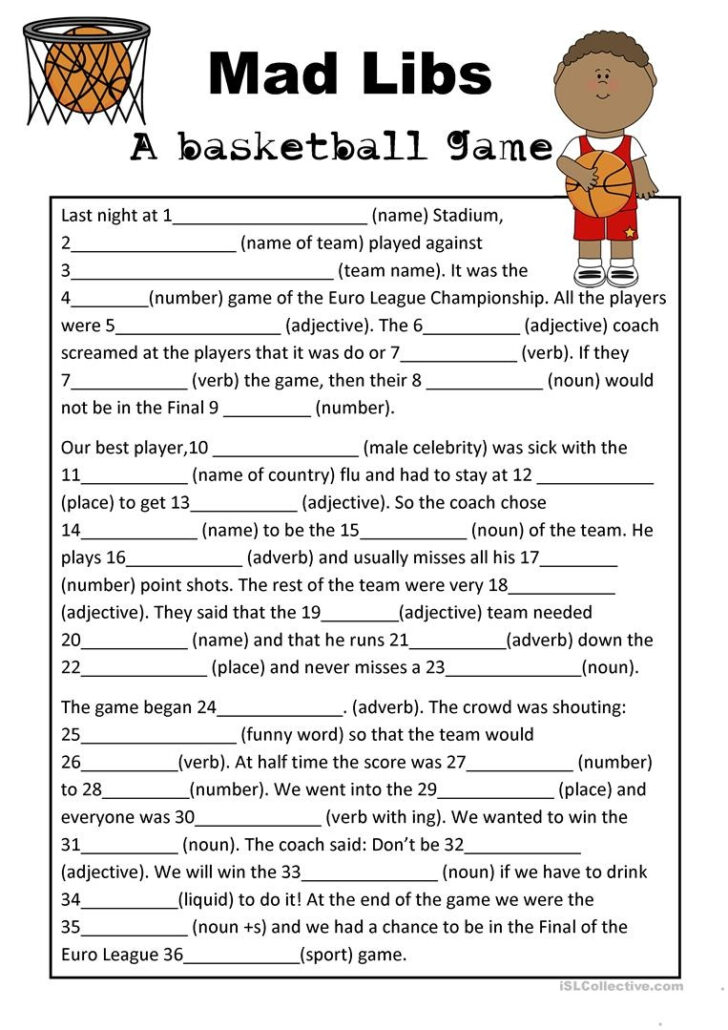 Free Printable Mad Libs For Elementary School Students Gerald Printable