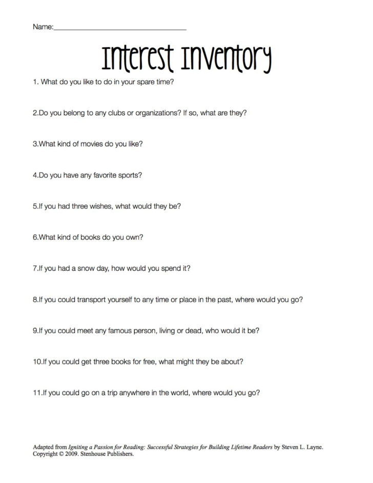 Free Printable Career Interest Survey For High School Students Gerald Free Printable Career Interest Survey For High School Students Gerald