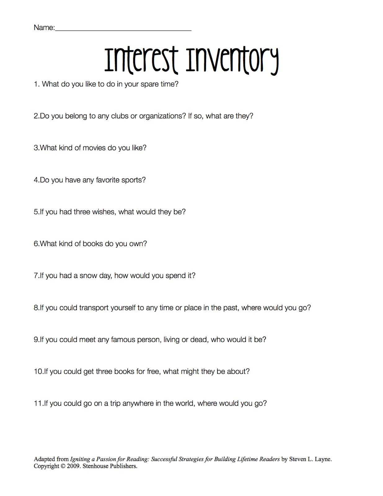 Printable Career Interest Survey For High School Students Free Gerald Printable Career Interest Survey For High School Students Free Gerald