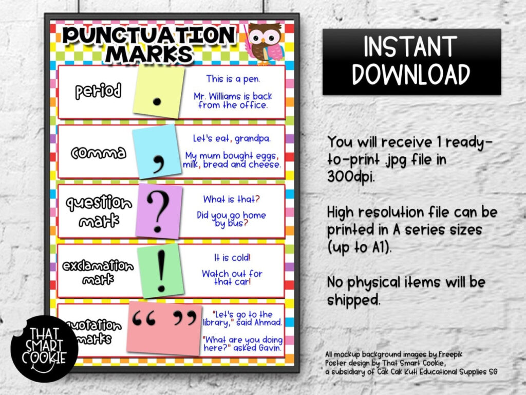 Punctuation Marks Classroom Poster Printable Digital Etsy | Gerald ...