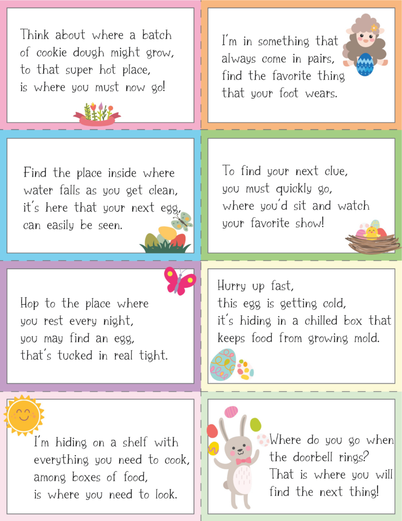 Printable Easter Eggs Scavenger Hunt Clues | Gerald Printable